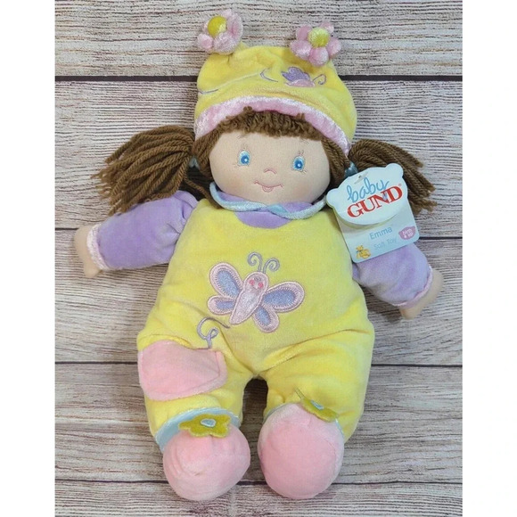 Gund | Toys | Baby Gund Plush Emma Stuffed Doll Soft Toy Yellow Pink ...